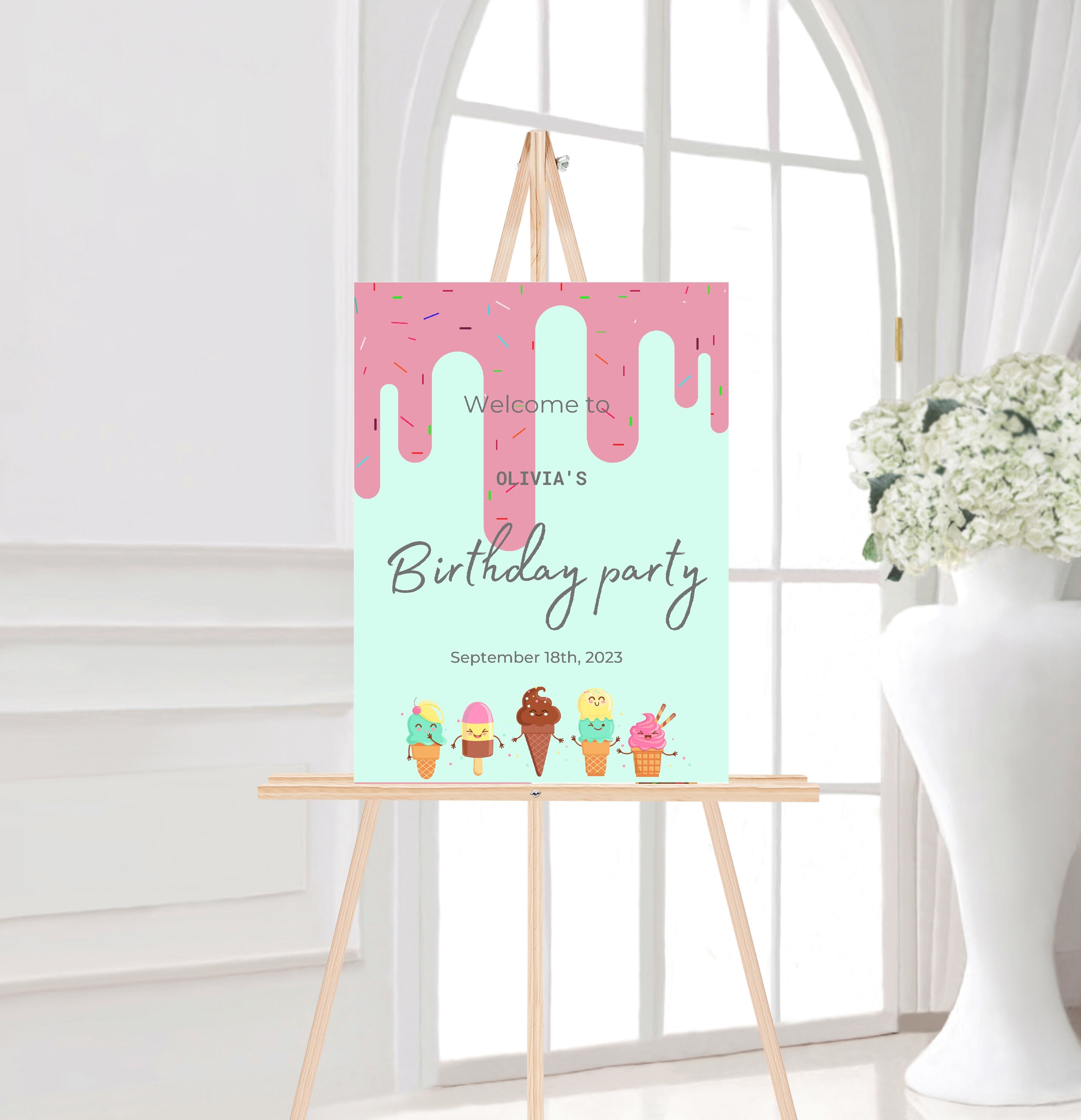 Editable Ice Cream Popsicle Welcome Sign Poster Custom - Etsy