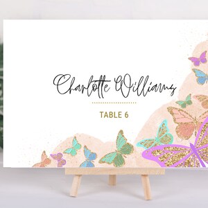 Editable Butterflies Gold Glitter Table Numbers Place Cards Printable ...