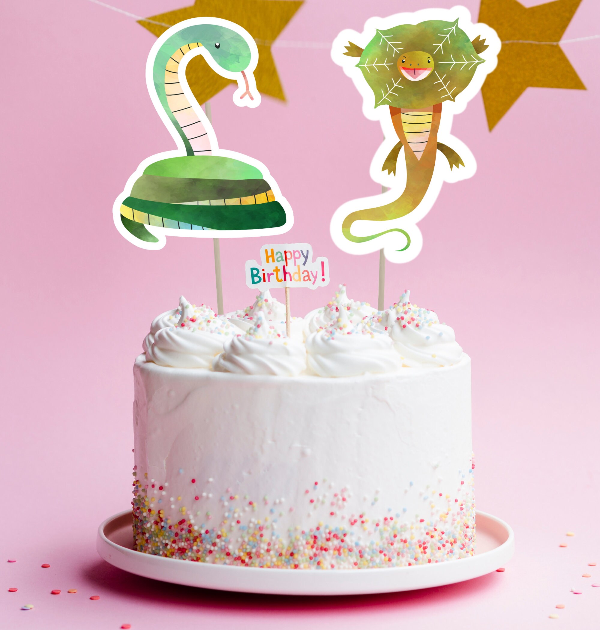 Reptiles Worm Printable Cake Topper Decor Centerpiece or Digital ...