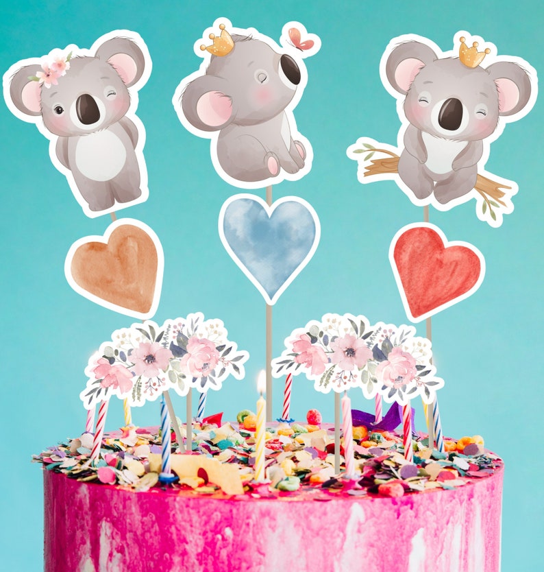 Koala Printable Cake Topper Table Decor Centerpiece or Photo Booth ...