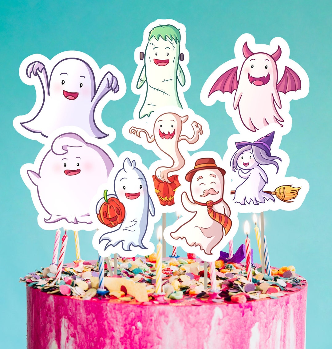 Halloween Ghosts Printable Cake Topper Table Decor Centerpiece - Etsy