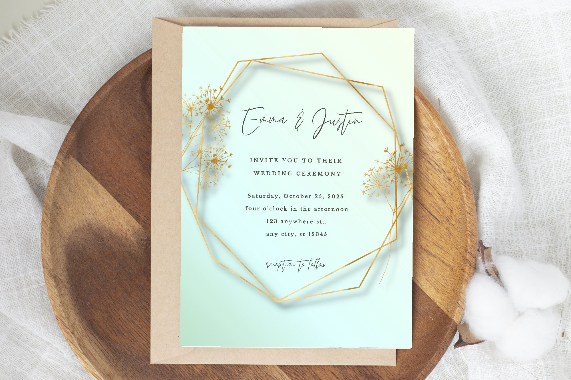 Editable Gold Foil Invitation Card Custom Personalized Digital Download ...