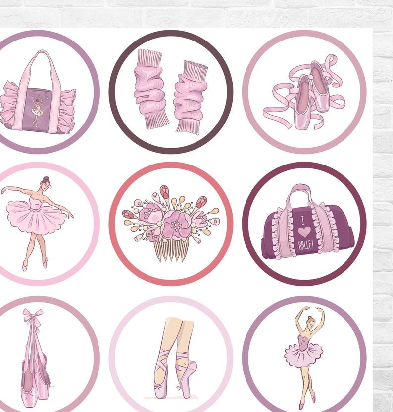 Ballerina Birthday Party Printable Cupcake Toppers Picks Digital ...