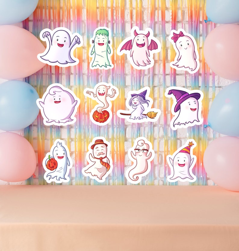 Halloween Ghosts Printable Cake Topper Table Decor Centerpiece - Etsy