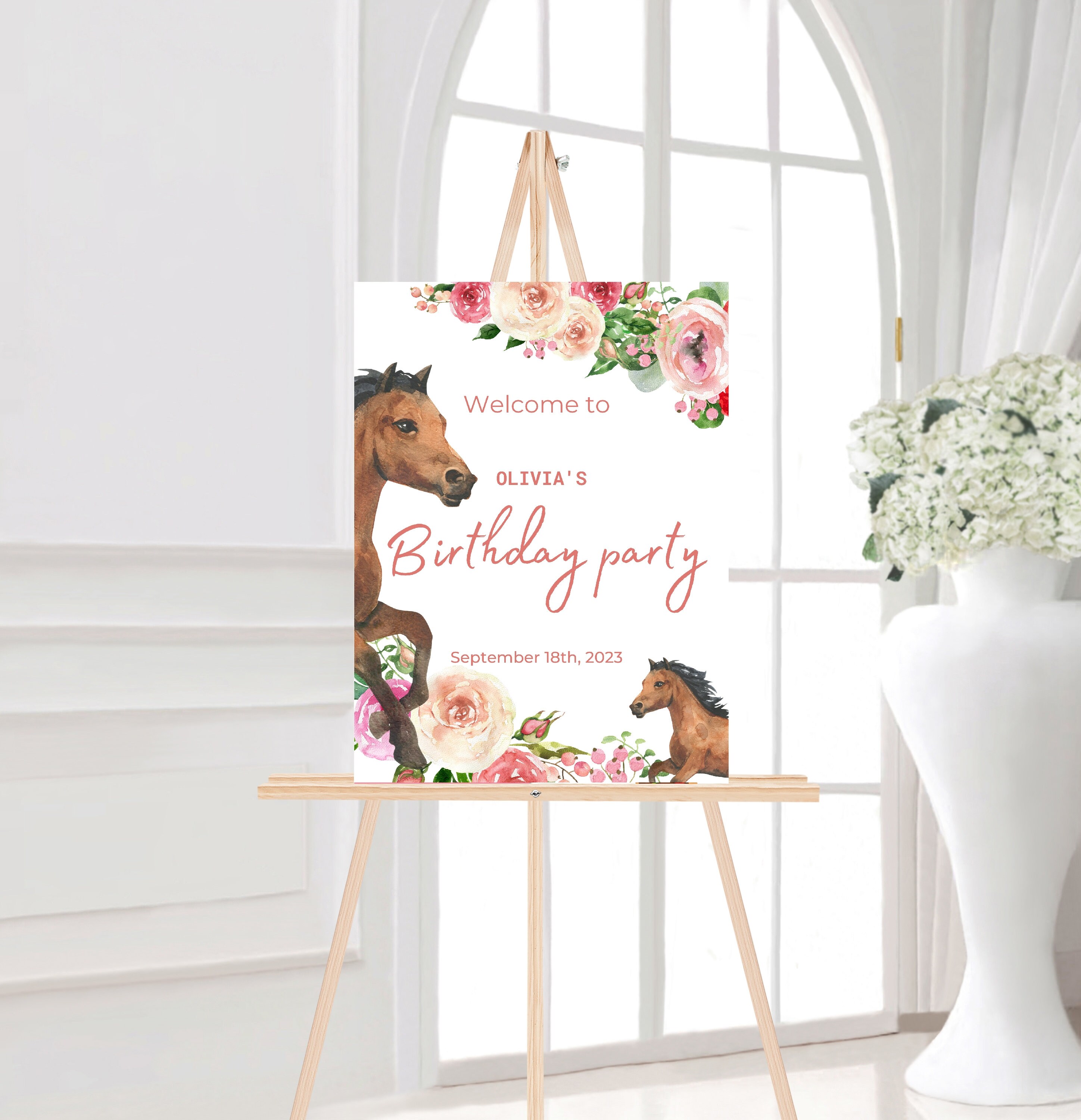 Editable Horse Saddle up Watercolor Welcome Sign Poster Custom - Etsy