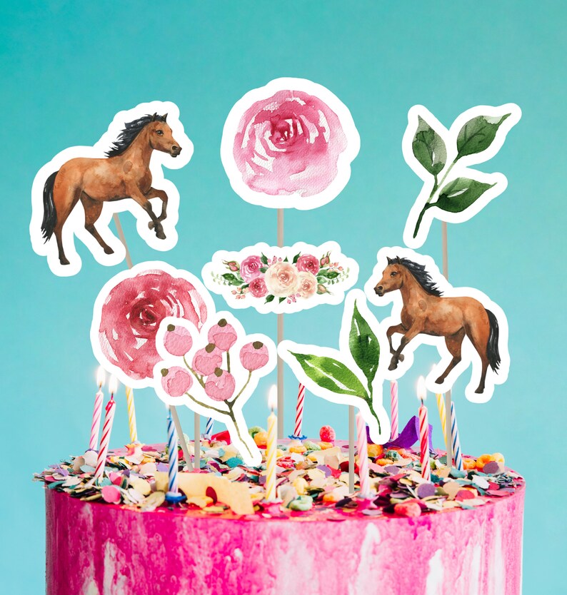 Horse Saddle up Watercolor Printable Cake Topper Decor Centerpiece or ...