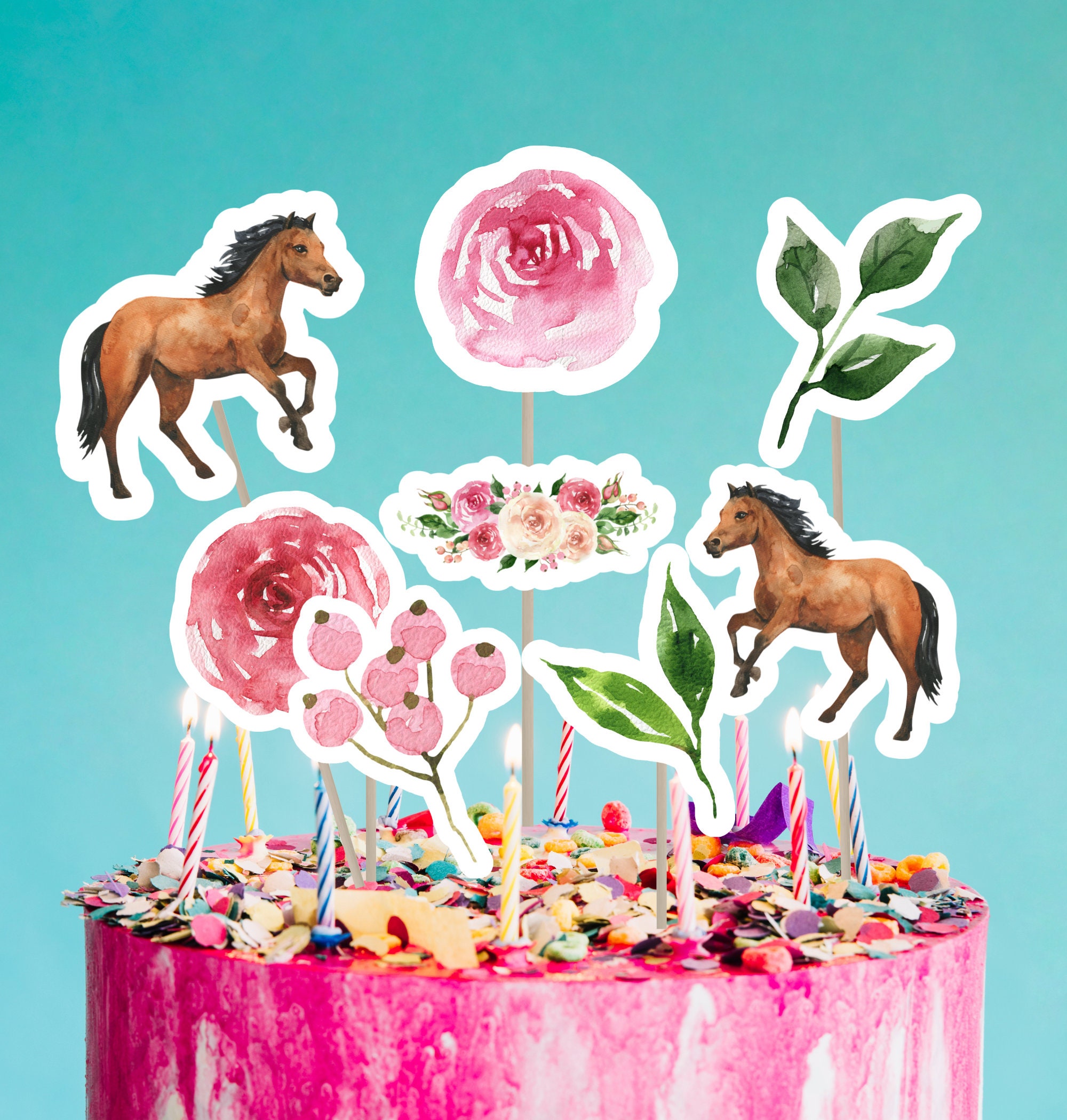 Horse Saddle up Watercolor Printable Cake Topper Decor Centerpiece or ...