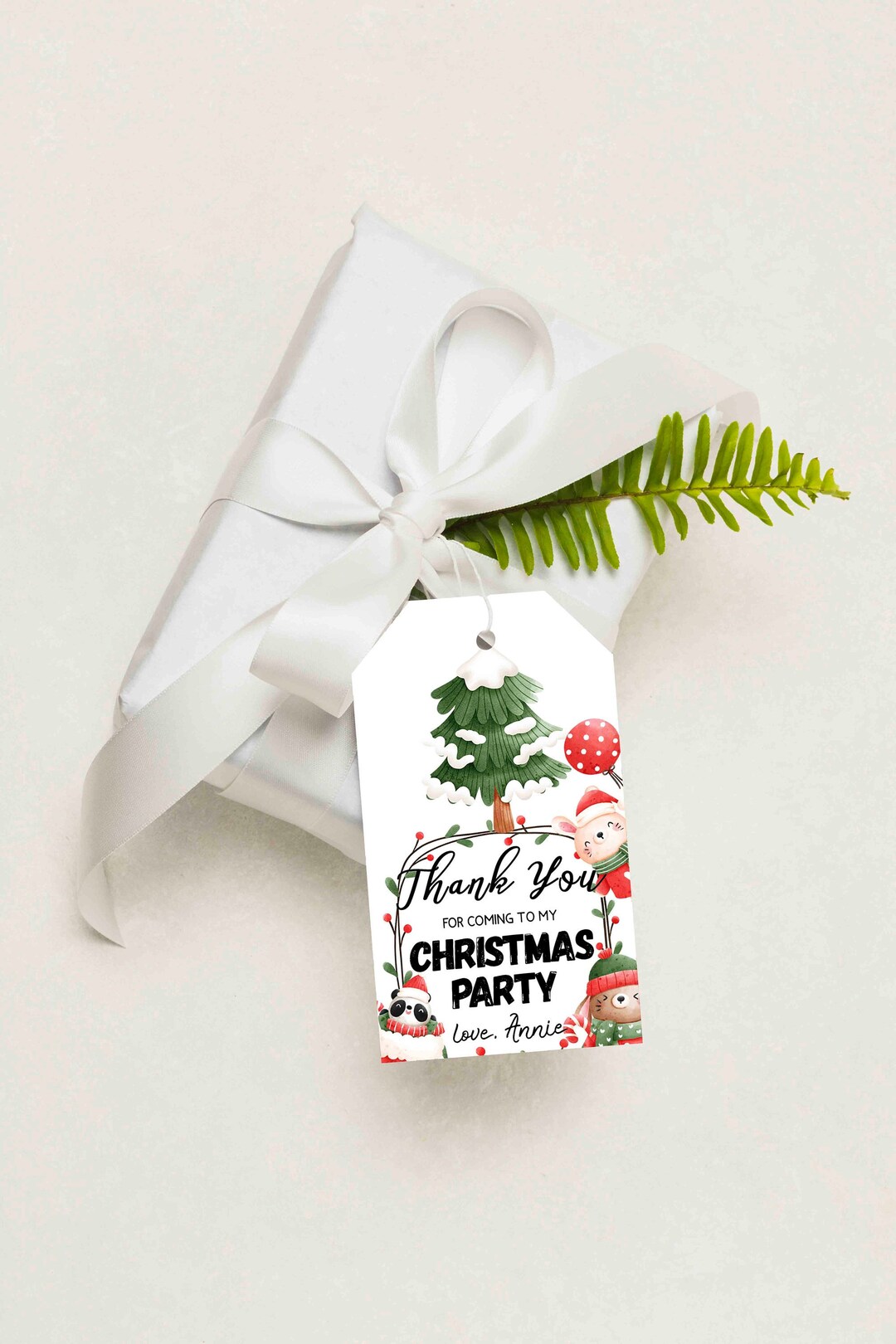 Editable Christmas Party Christmas Animal Favor Tags Thank You Label ...