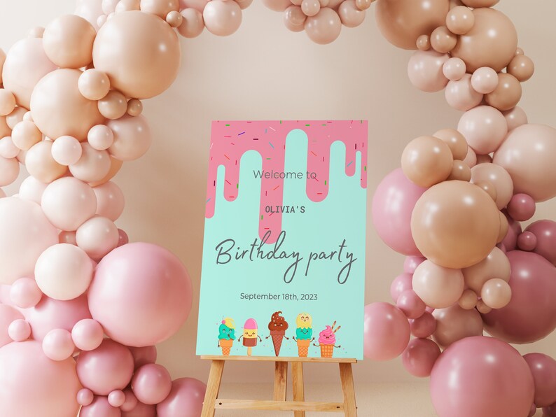 Editable Ice Cream Popsicle Welcome Sign Poster Custom - Etsy
