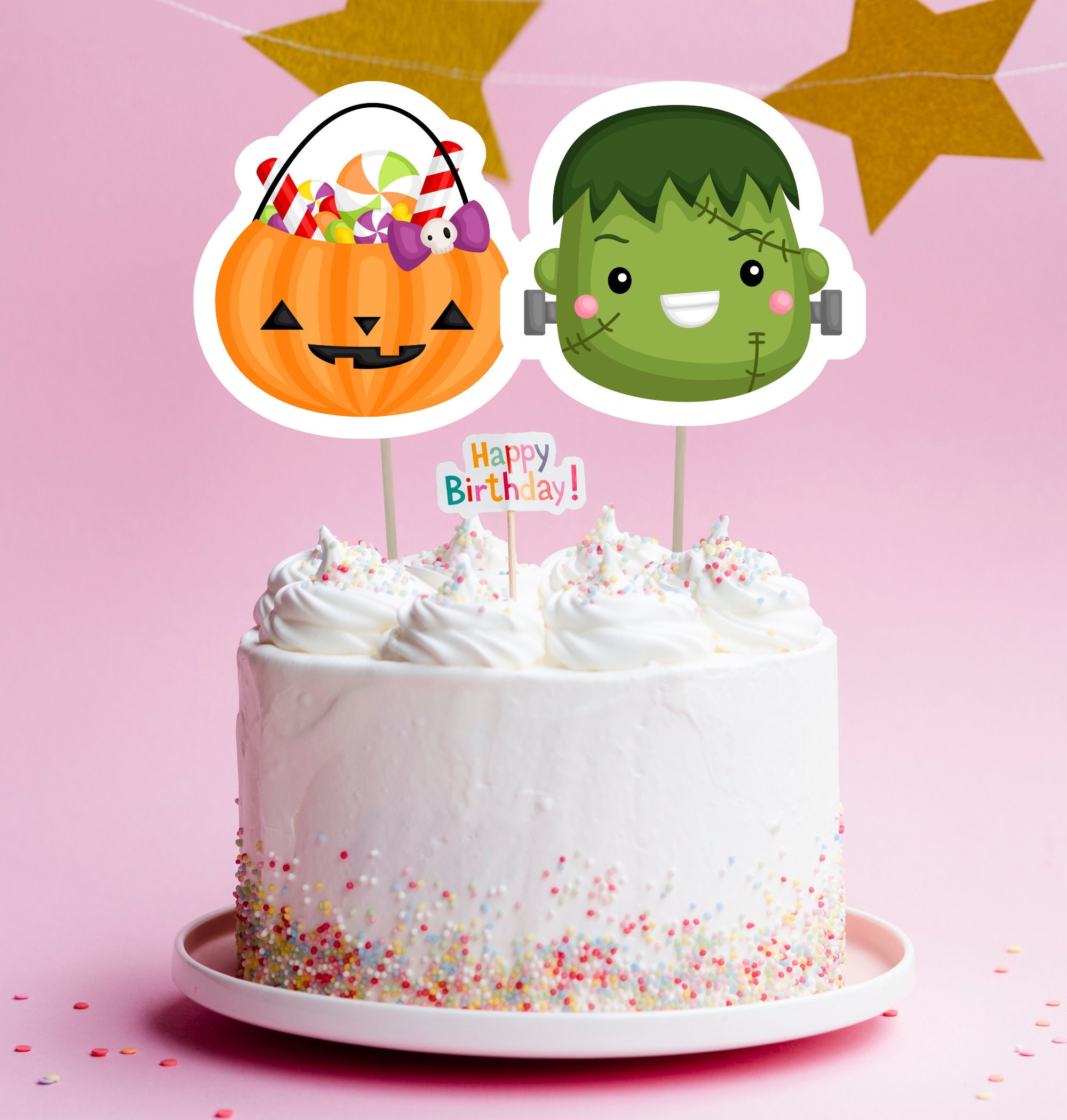 Frankenstein Halloween Printable Cake Topper Table Decor Centerpiece ...