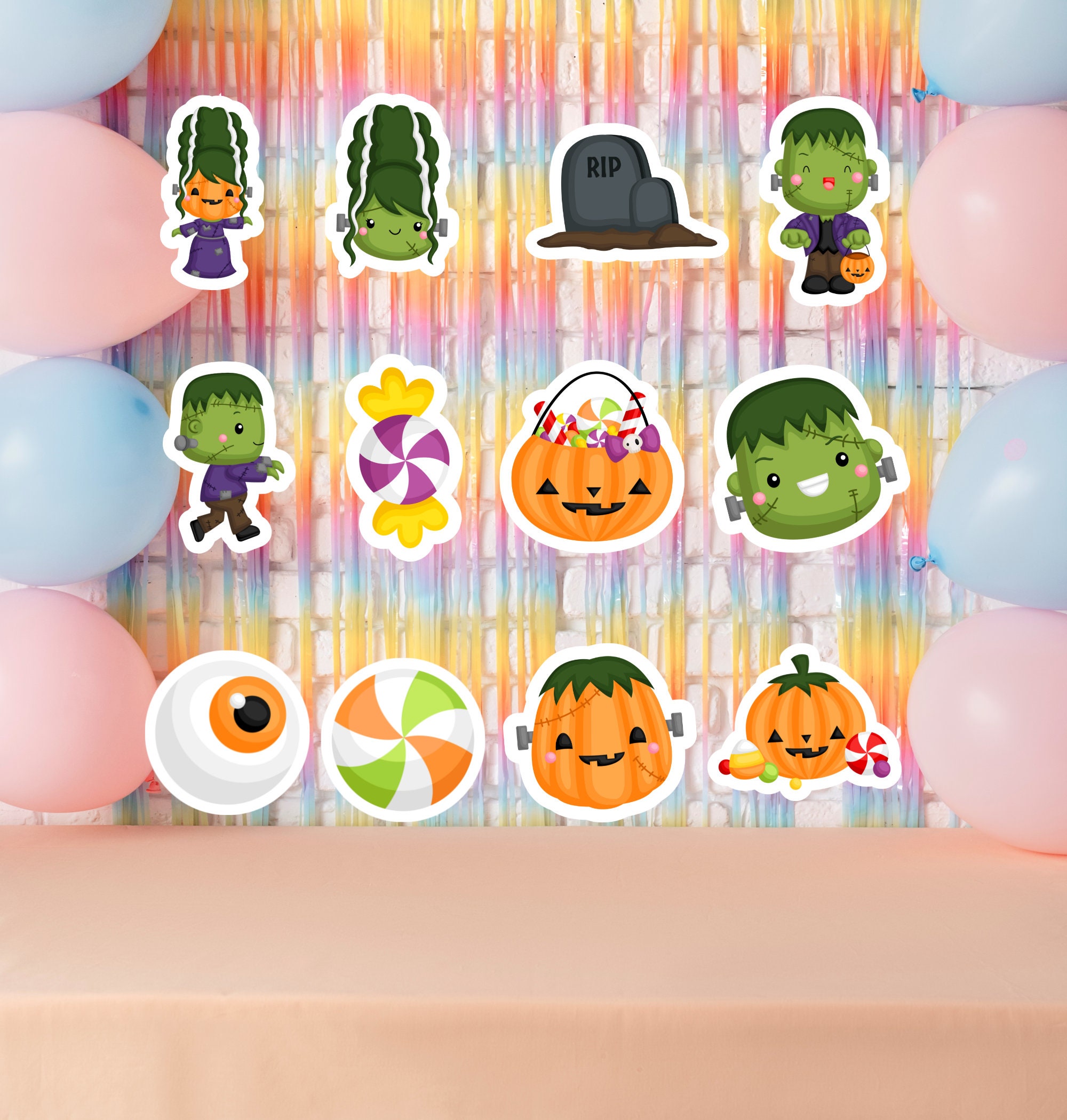 Frankenstein Halloween Printable Cake Topper Table Decor Centerpiece ...