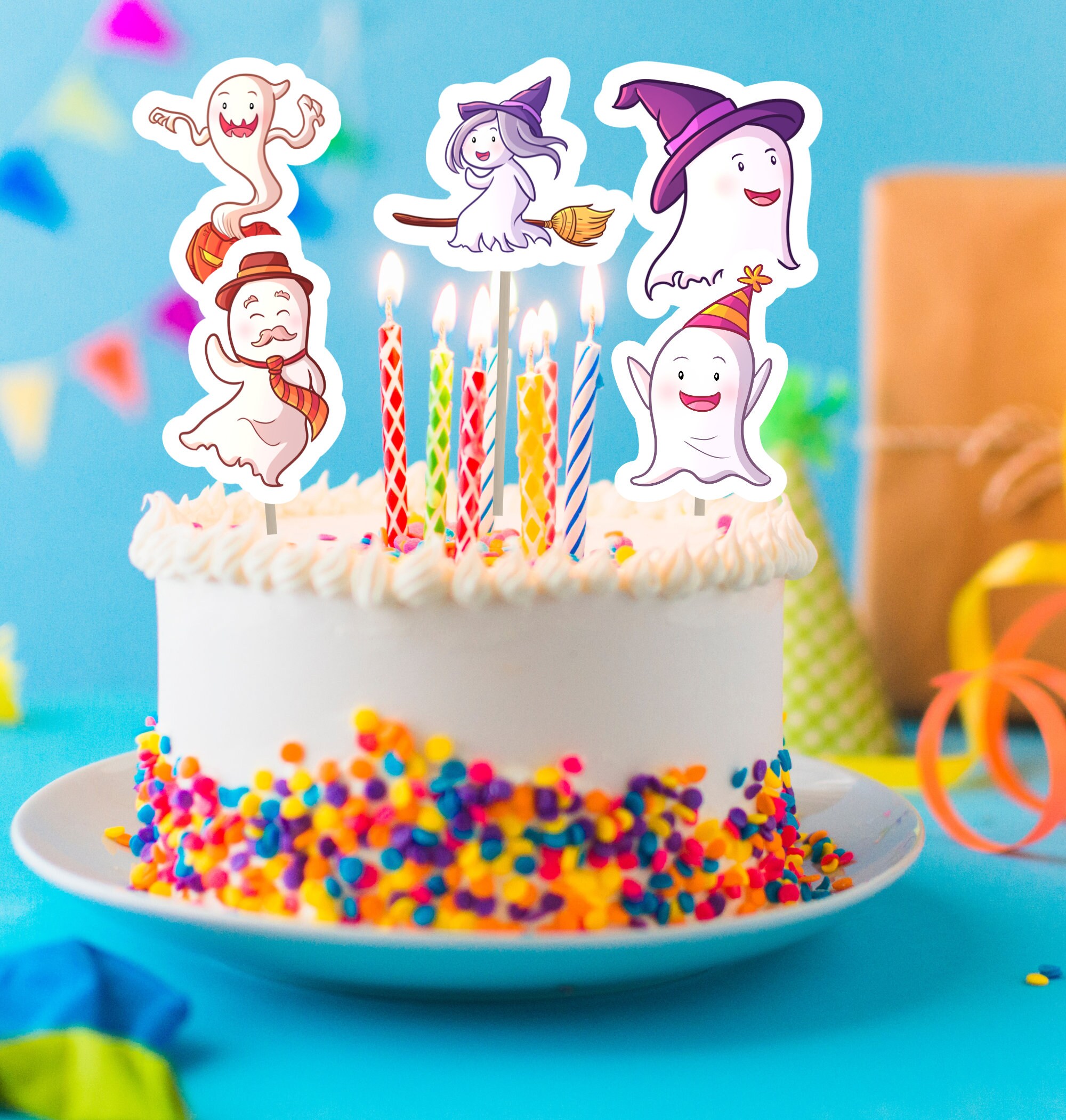 Halloween Ghosts Printable Cake Topper Table Decor Centerpiece - Etsy