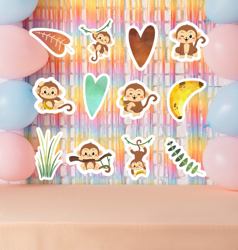 Cute Monkey Printable Cake Topper Decor Centerpiece or Digital Instant ...
