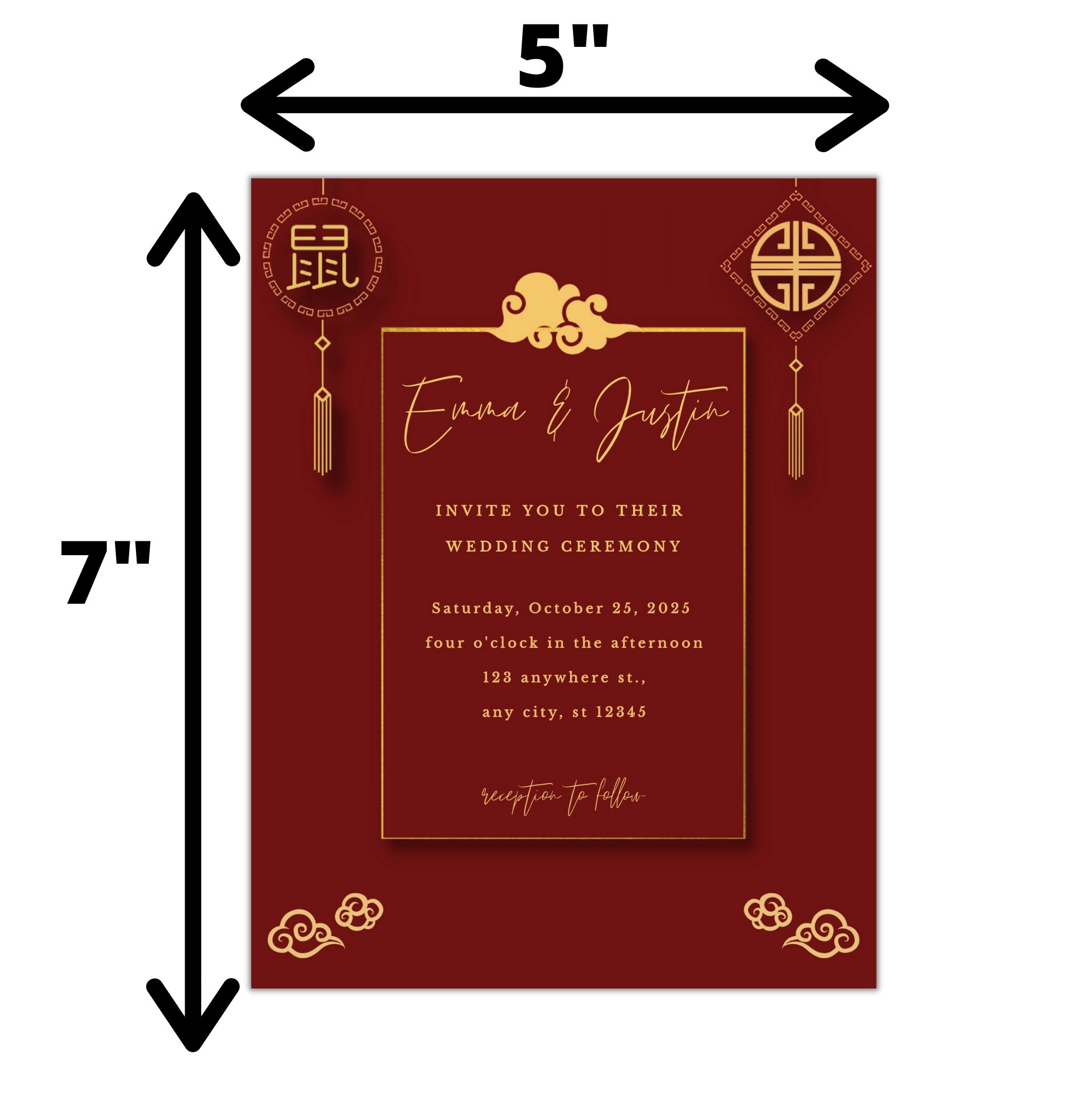 Editable Asian Chinese Japanese Invitation Card Custom Personalized ...