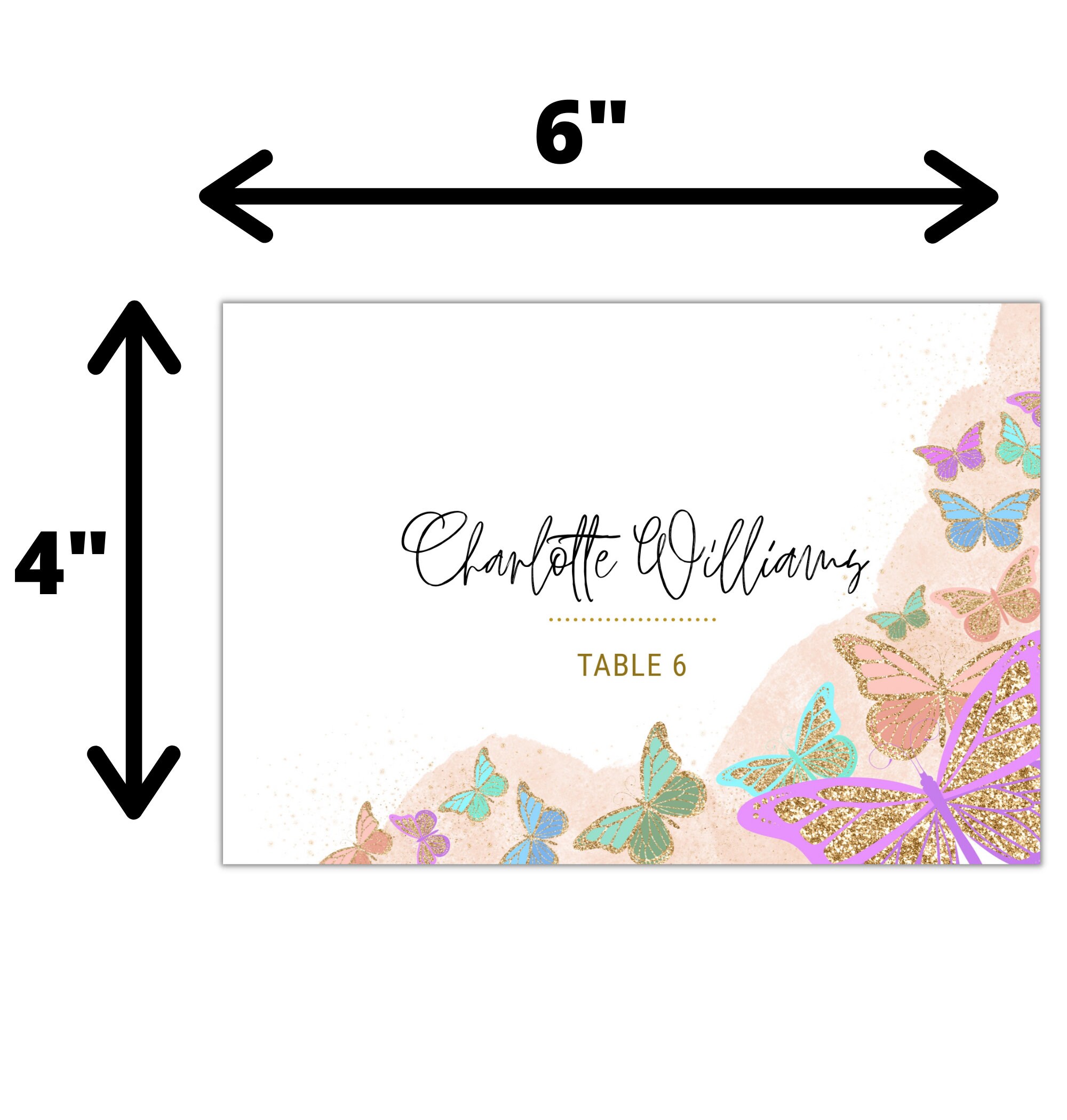 Editable Butterflies Gold Glitter Table Numbers Place Cards Printable ...