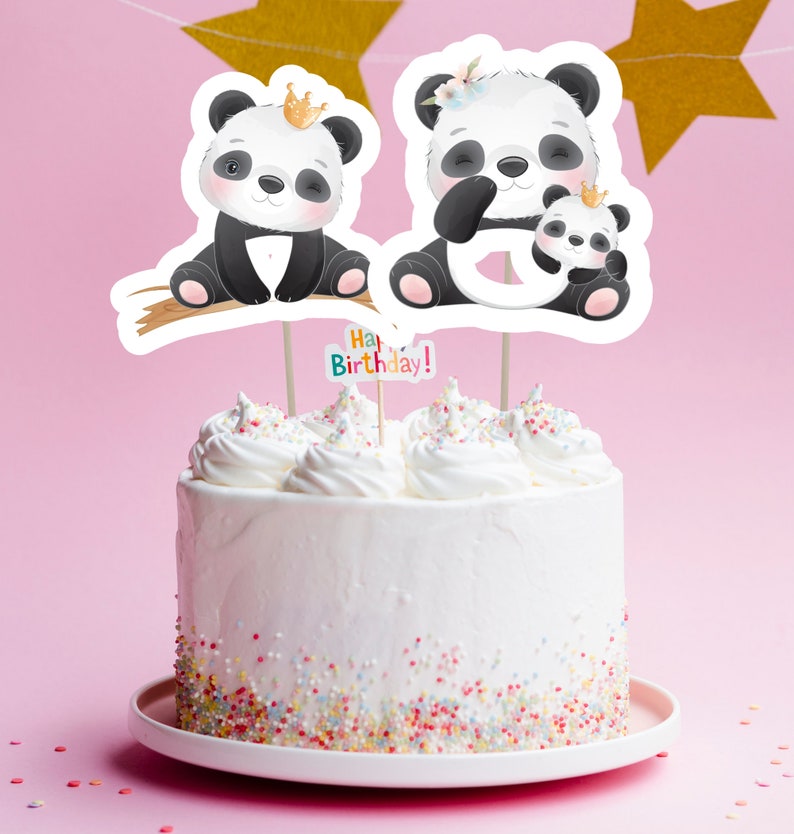 Panda Printable Cake Topper Decor Centerpiece or Digital Props - Etsy