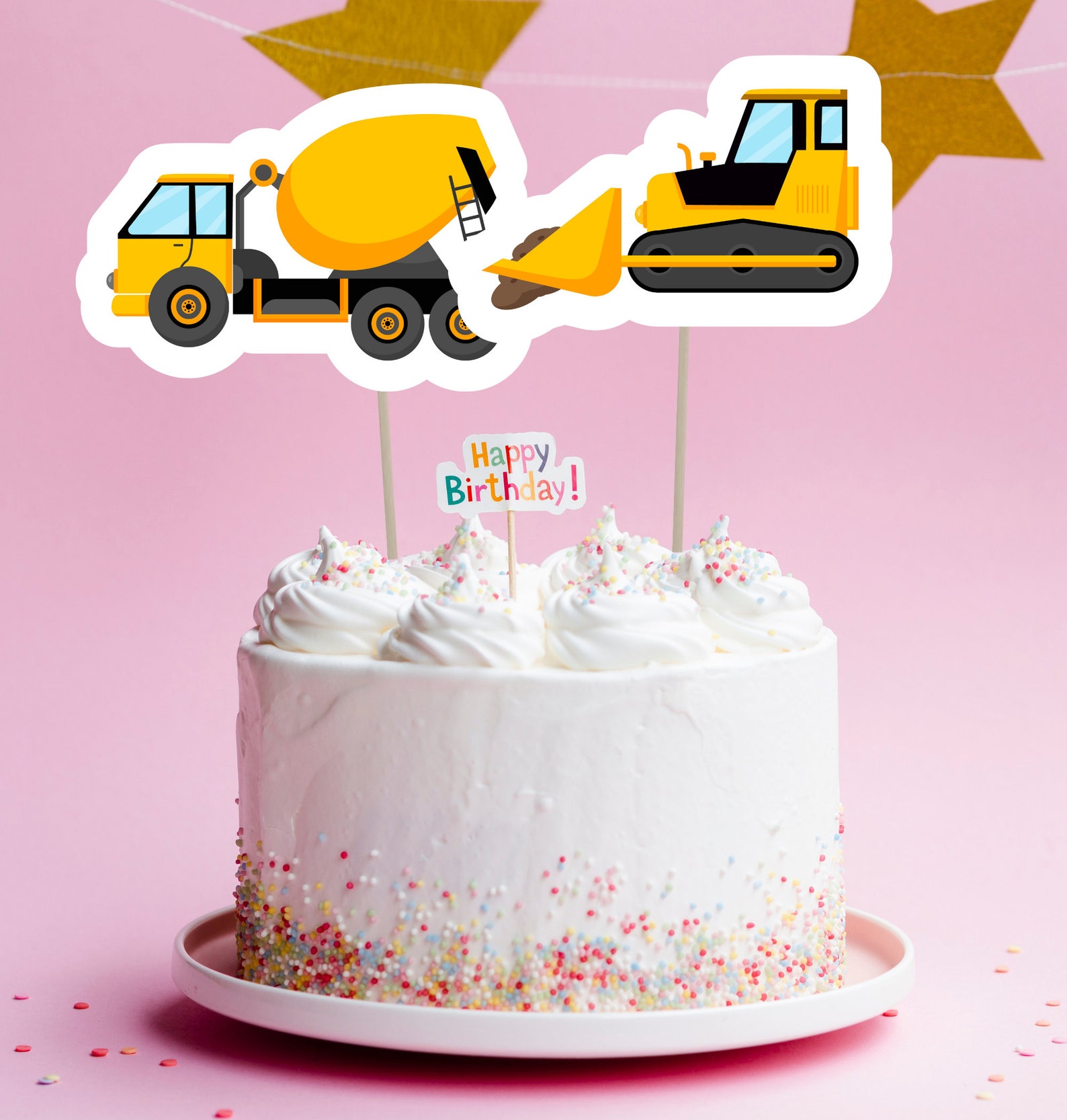 Trucks Construction Signs Printable Cake Topper Decor - Etsy Canada