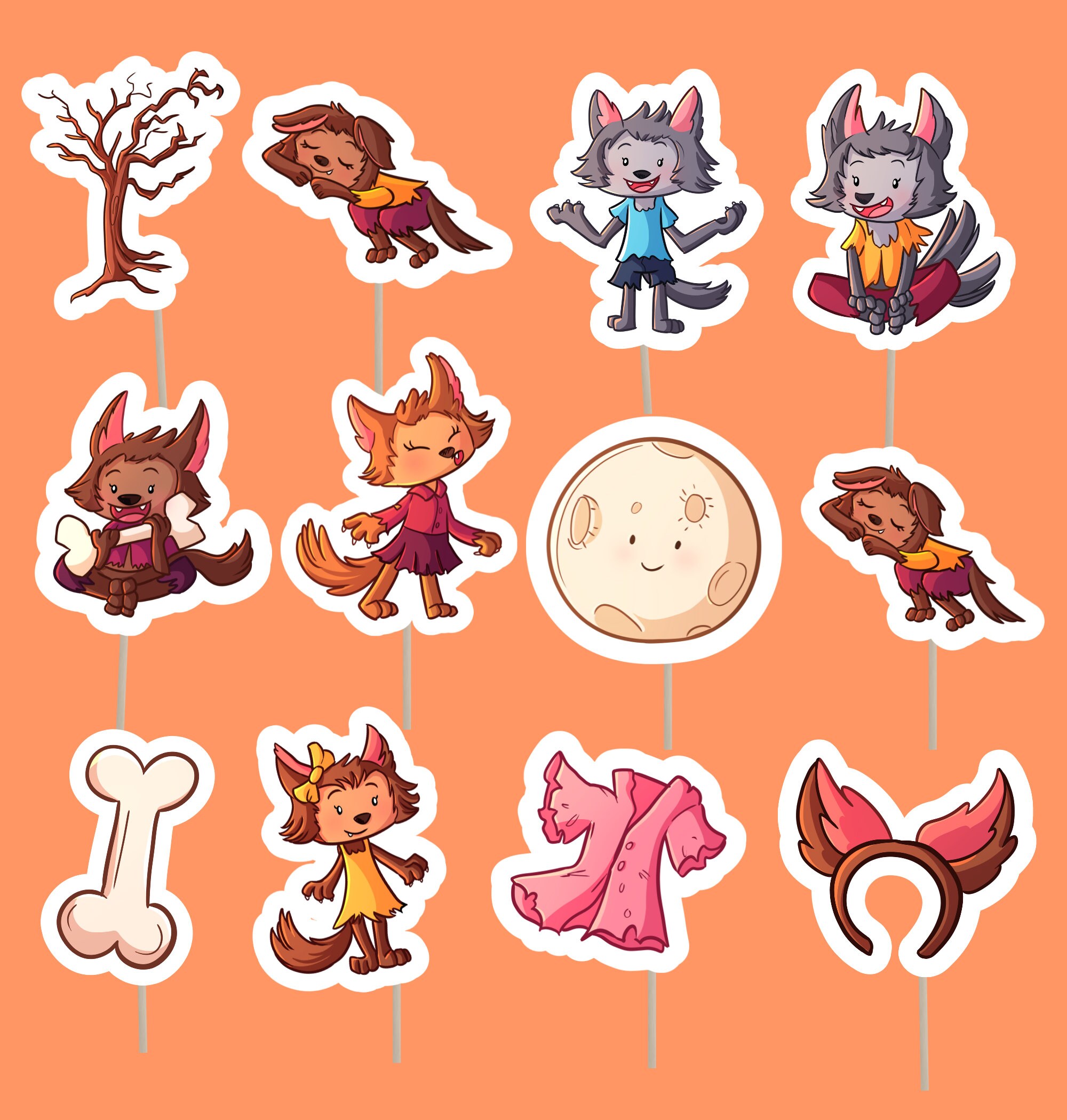 Werewolf Girls Halloween Printable Cake Topper Table Decor - Etsy Canada