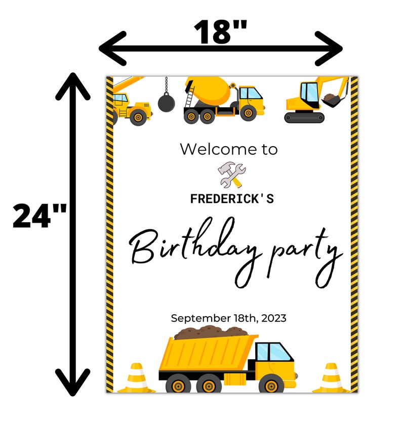 Editable Trucks Construction Signs Welcome Sign Poster Custom ...