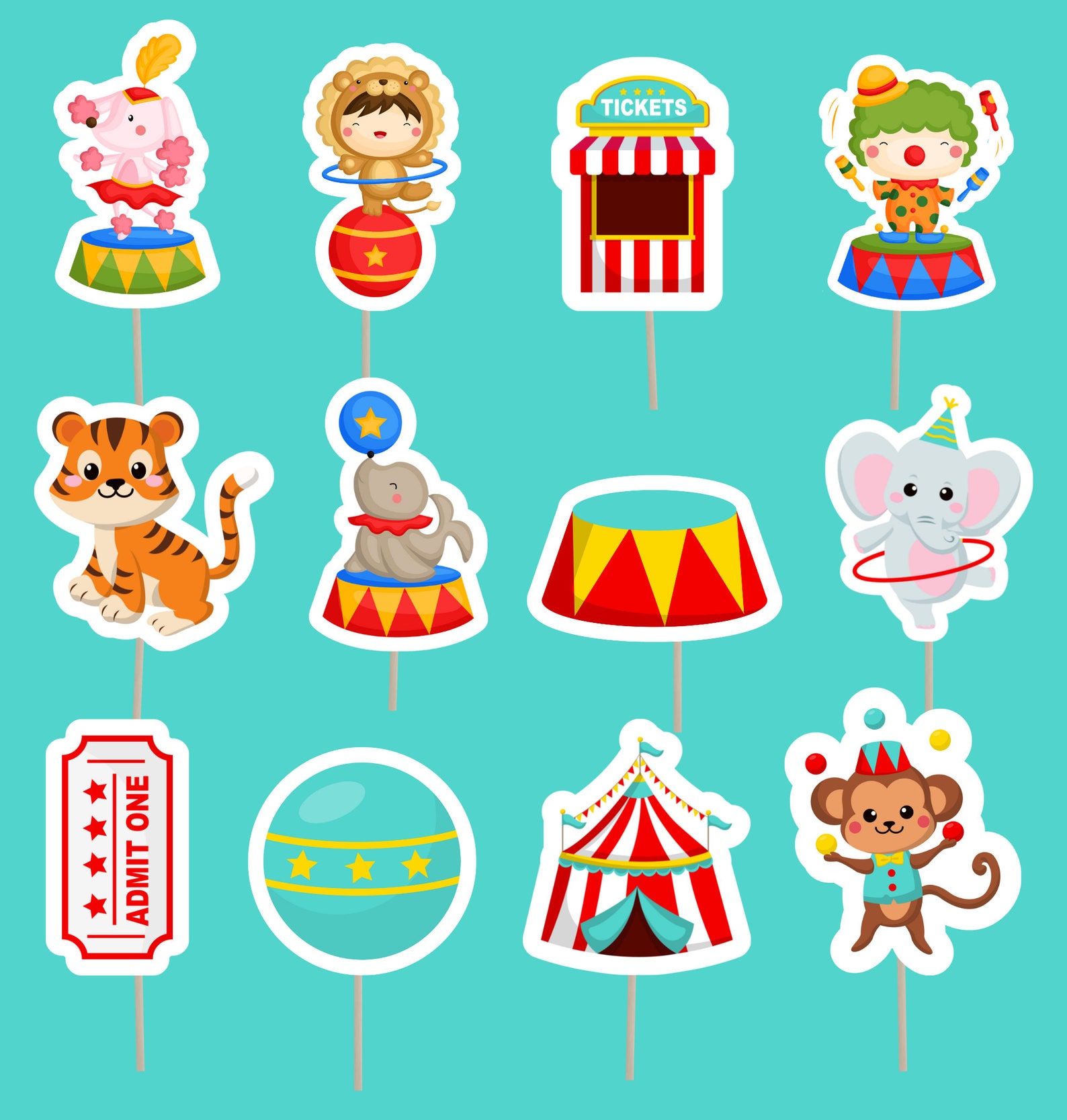 Circus Carnival Printable Cake Topper Decor Centerpiece or Digital ...