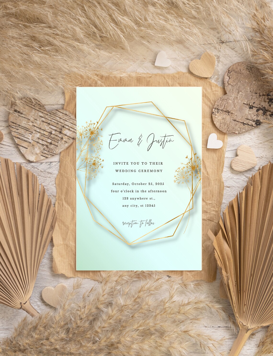 Editable Gold Foil Invitation Card Custom Personalized Digital - Etsy ...