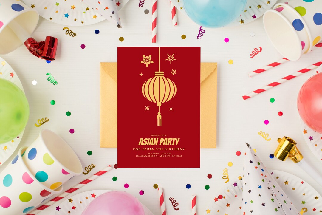 Editable Asian Chinese Japanese Invitation Card Custom - Etsy Australia