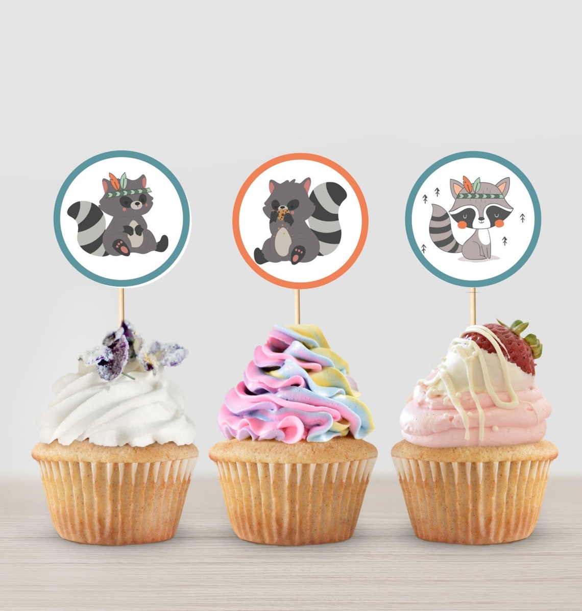 Raccoon Cute Cartoon Hand Drawn Cupcake Toppers Picks or Gift - Etsy