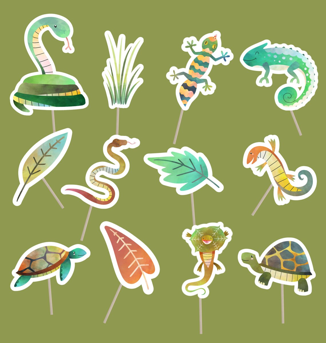 Reptiles Worm Printable Cake Topper Decor Centerpiece or Digital ...