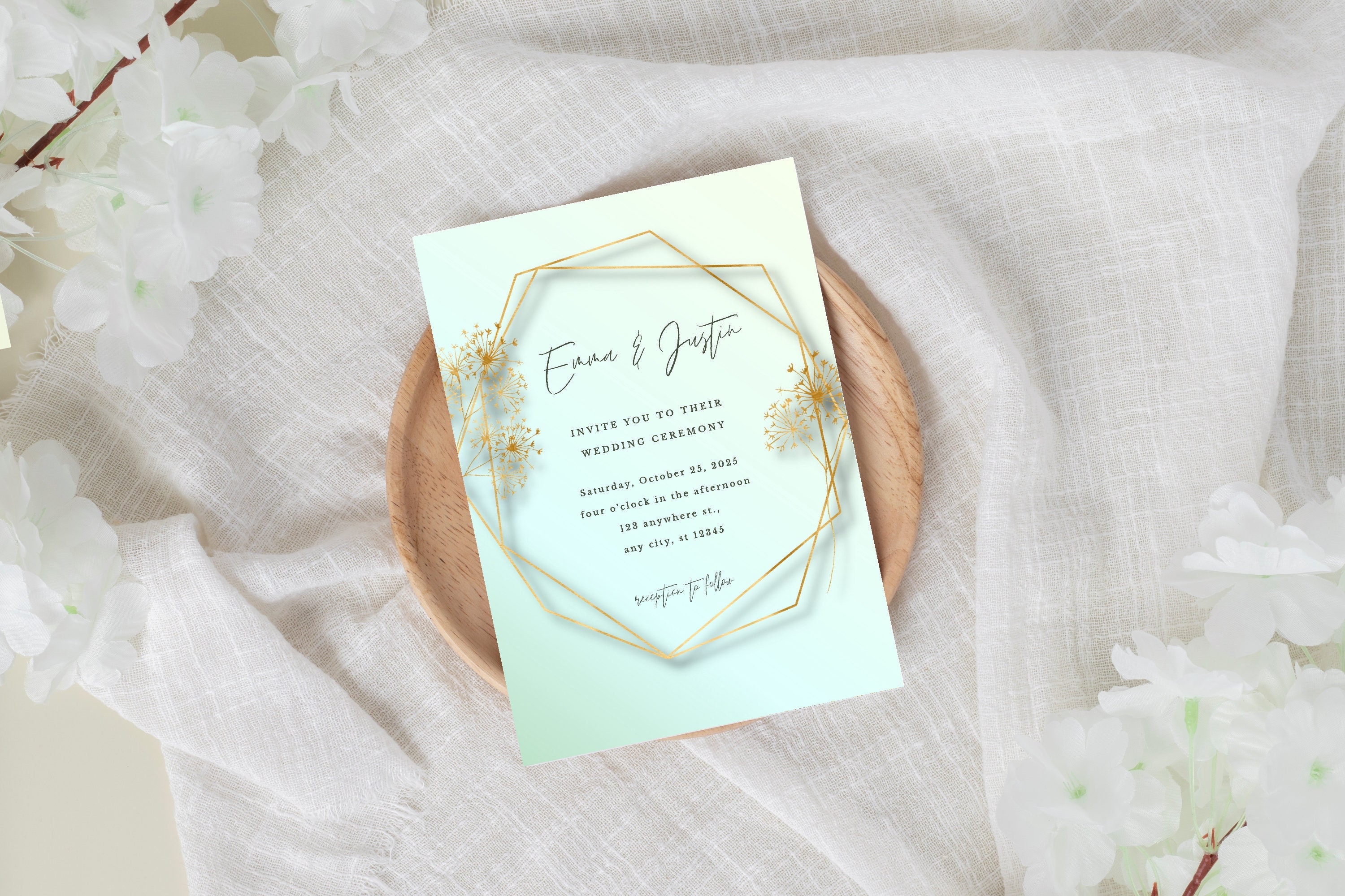 Editable Gold Foil Invitation Card Custom Personalized Digital Download ...