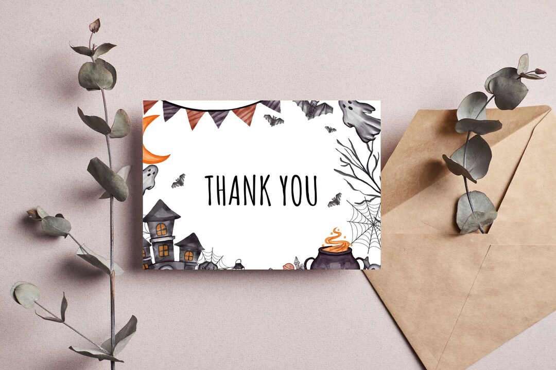 Halloween Thank You Cards Printable Digital Instant Download /blank ...