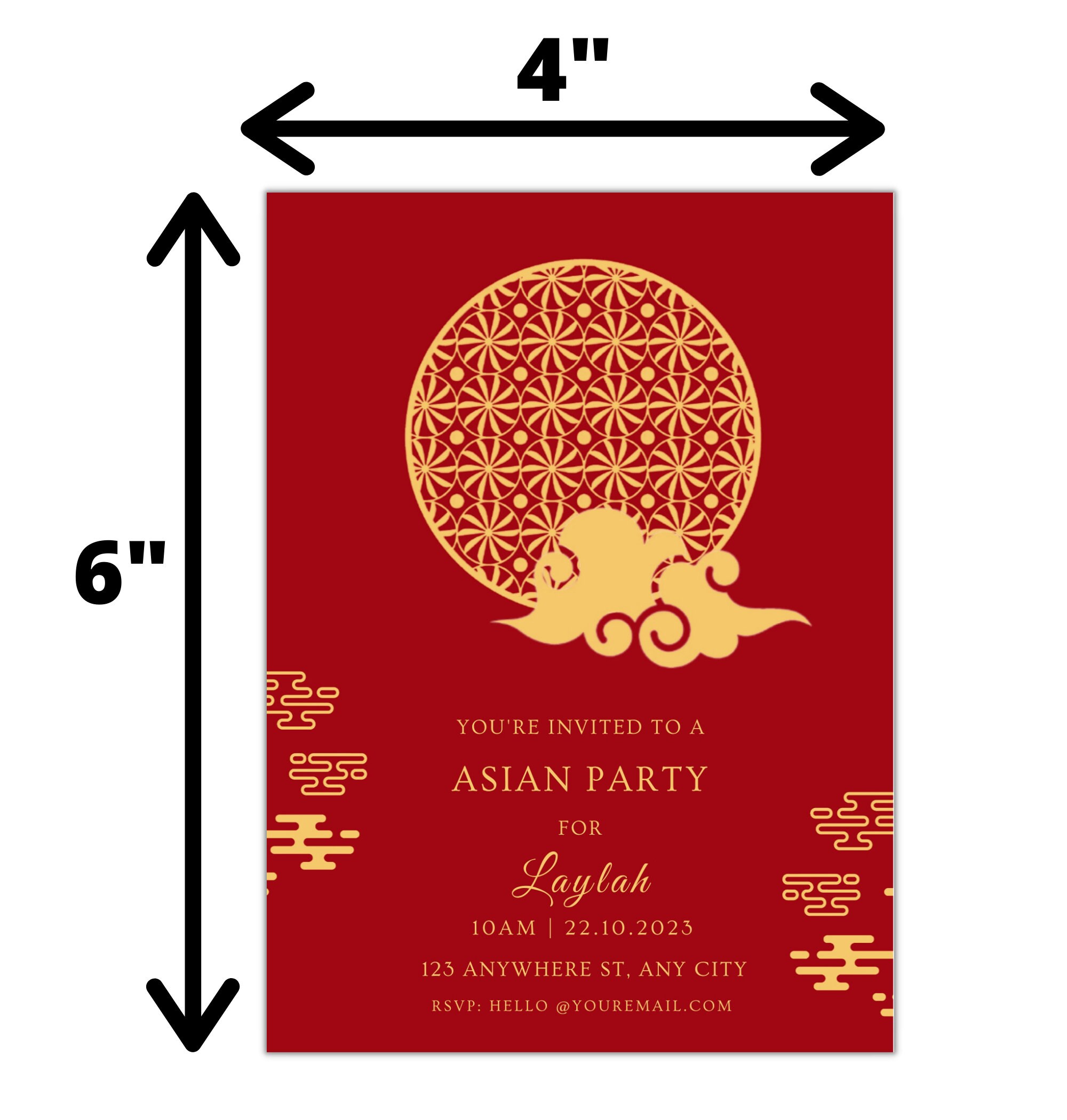 Editable Asian Chinese Japanese Invitation Card Custom - Etsy