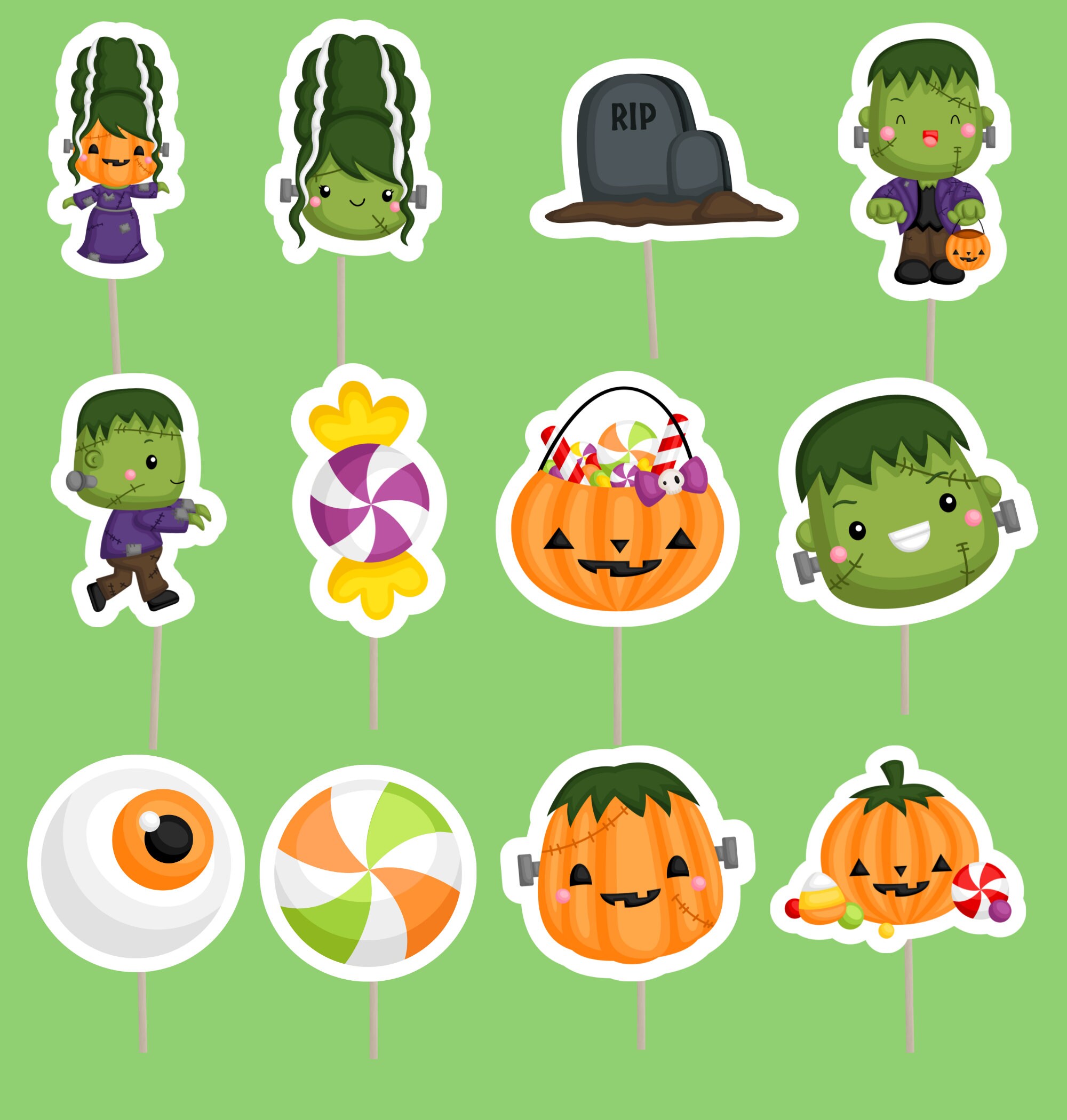 Frankenstein Halloween Printable Cake Topper Table Decor Centerpiece ...