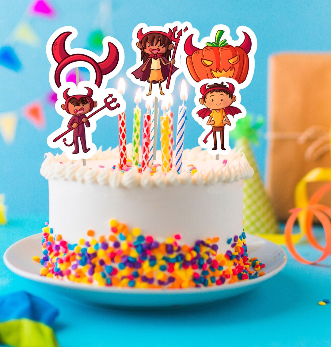 Little Devils Halloween Printable Cake Topper Table Decor Centerpiece ...