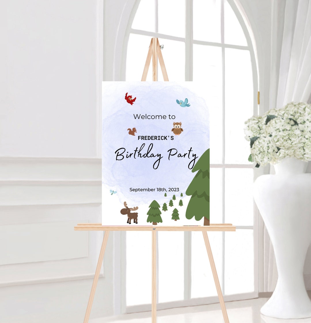 Editable Woodland Animals Cute Welcome Sign Poster Custom Personalized ...