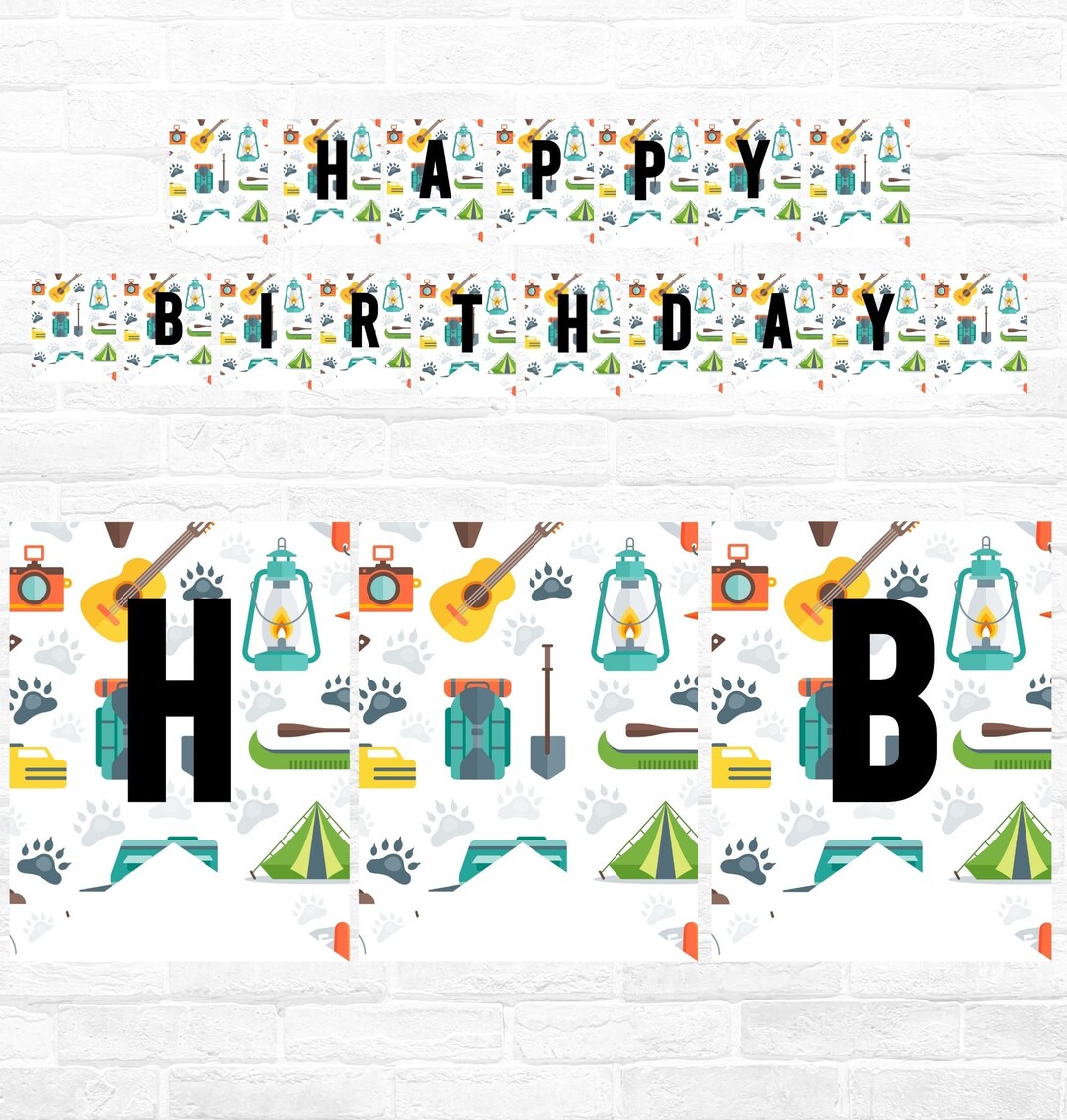 Camping Survival Tactical Happy Birthday Banner Printable Digital ...
