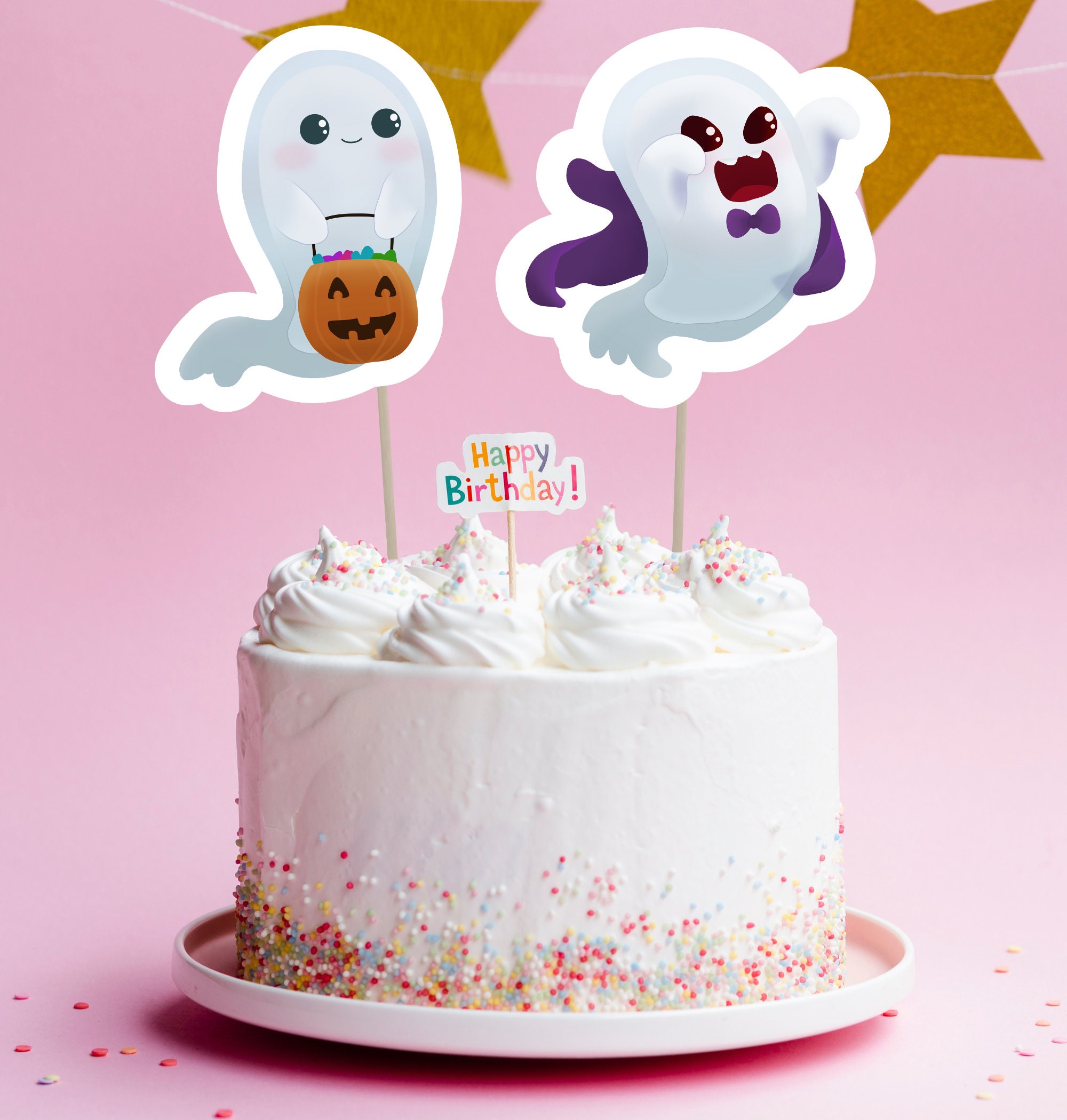 Cute Ghost Printable Cake Topper Table Decor Centerpiece or - Etsy