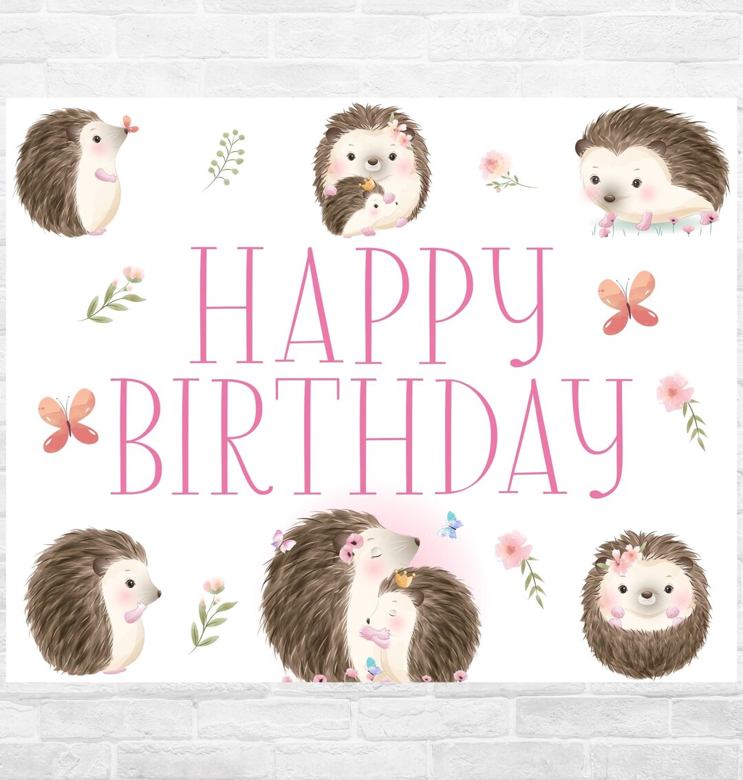 Hedgehog Birthday Party Printable Backdrop Sign Digital - Etsy