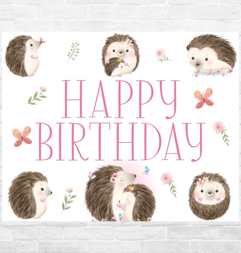 Hedgehog Birthday Party Printable Backdrop Sign Digital - Etsy