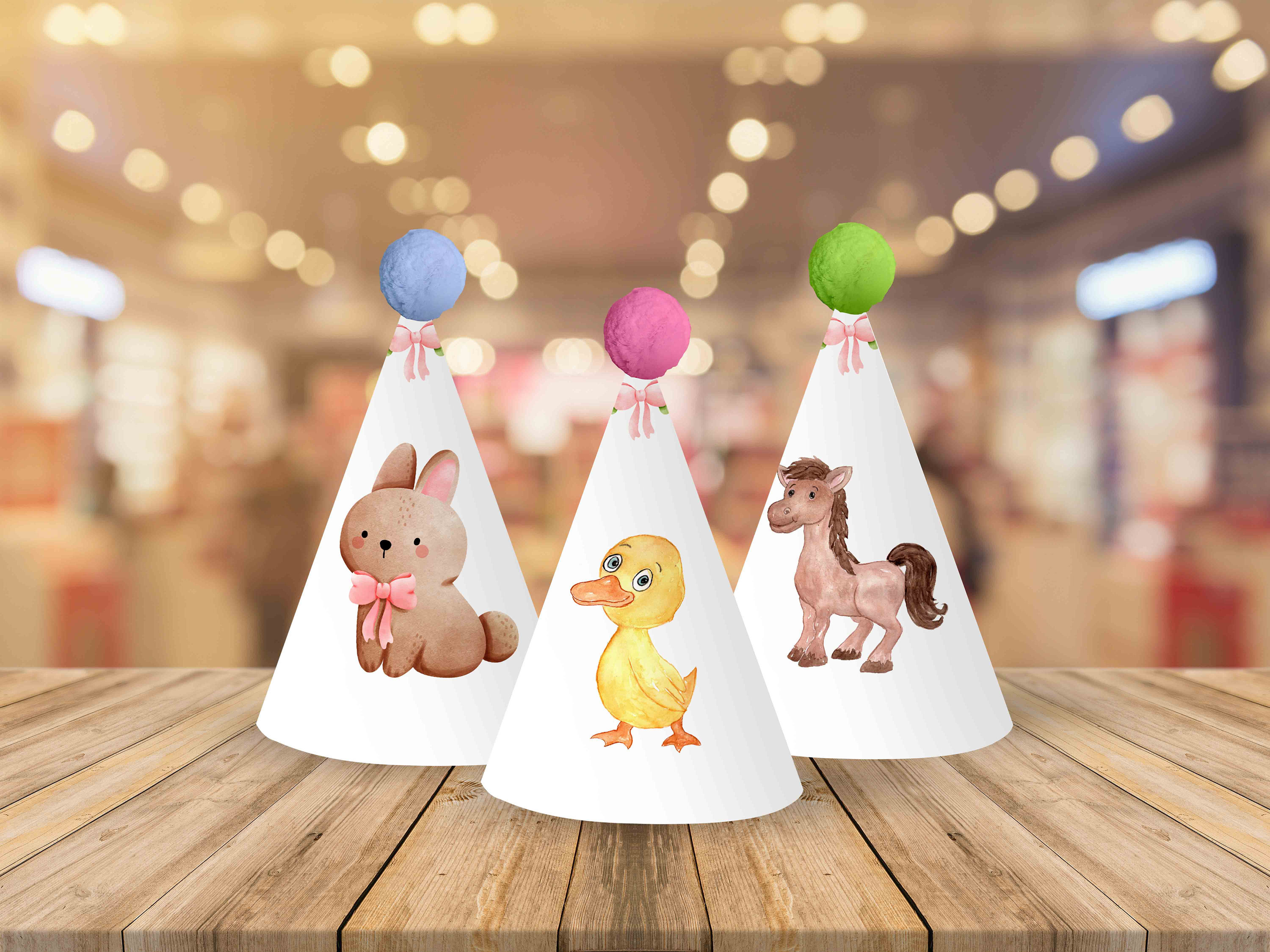 Printable Party Hats Party Farm Animals Barnyard Birthday - Etsy