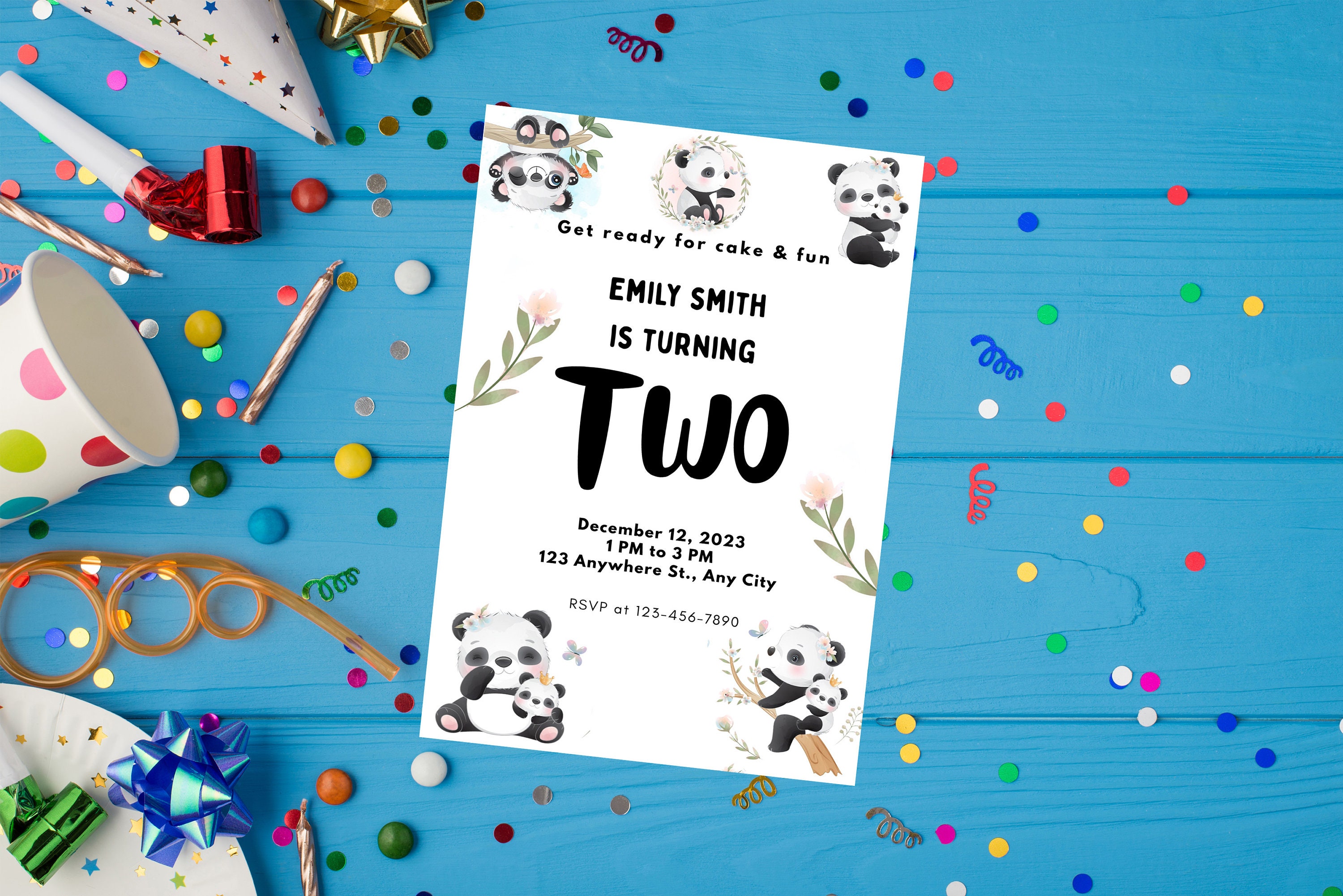 Editable Panda Invitation Card Custom Personalized Digital - Etsy Canada