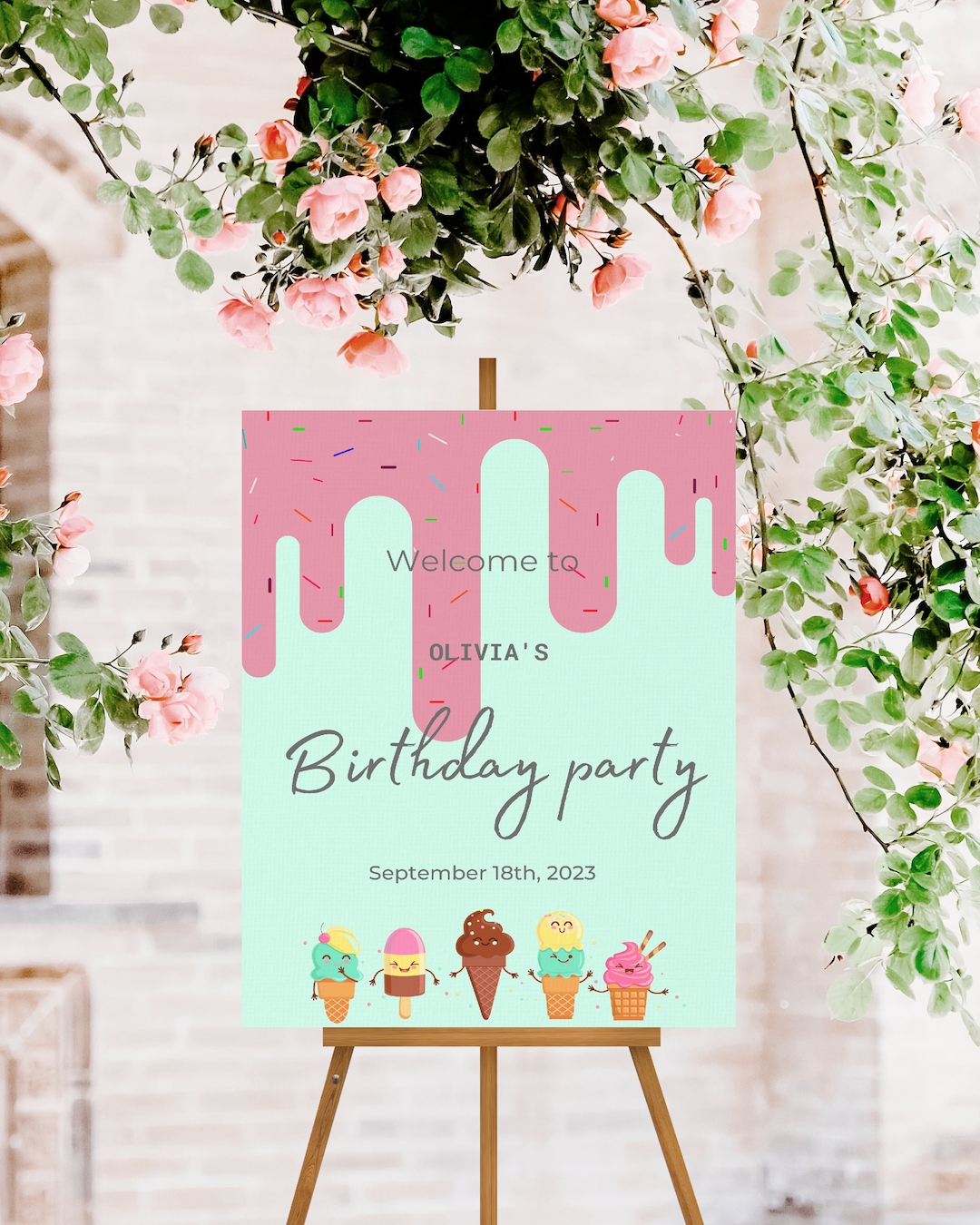 Editable Ice Cream Popsicle Welcome Sign Poster Custom Personalized ...