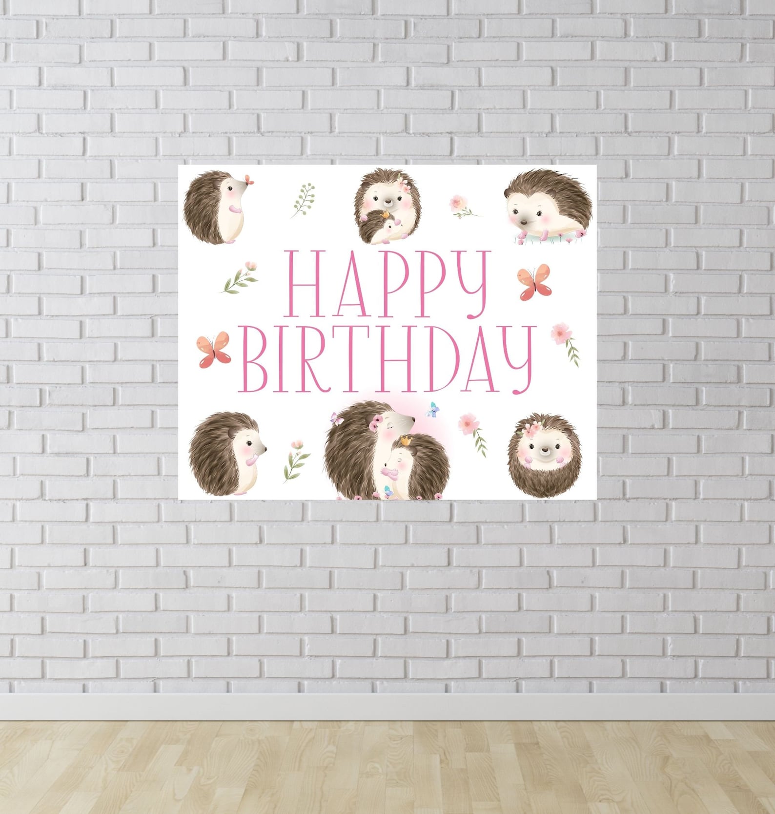 Hedgehog Birthday Party Printable Backdrop Sign Digital - Etsy
