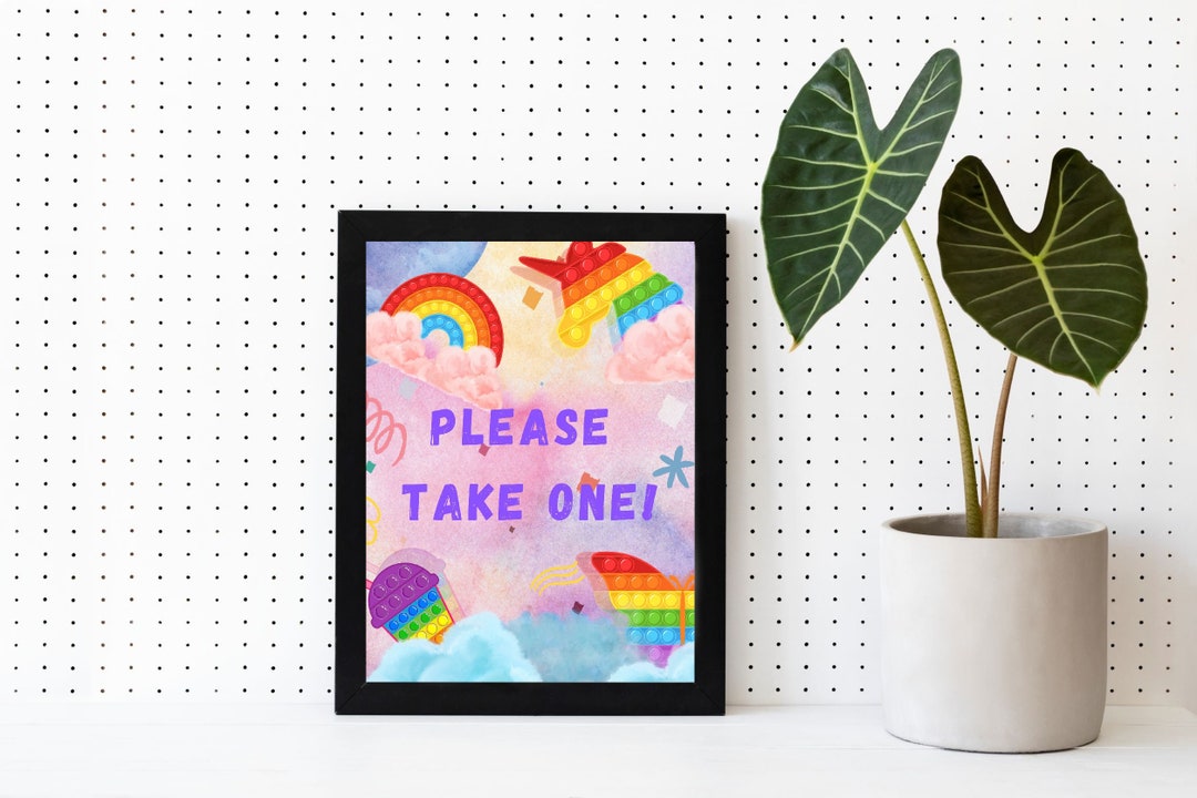 6 Editable Pop It Rainbow Fidget Toy Party Signs Printable Digital ...