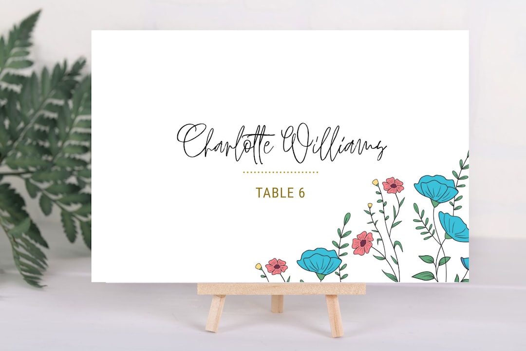 Editable Modern Floral Botanical Table Numbers Place Cards Printable ...