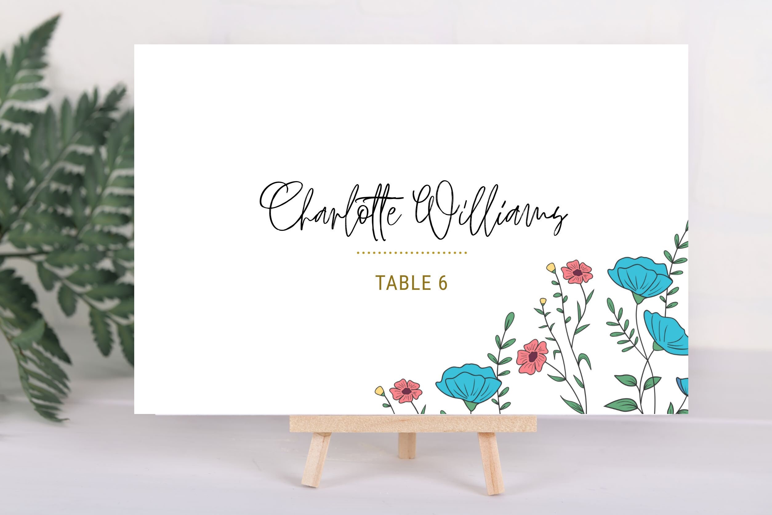 Editable Modern Floral Botanical Table Numbers Place Cards Printable ...