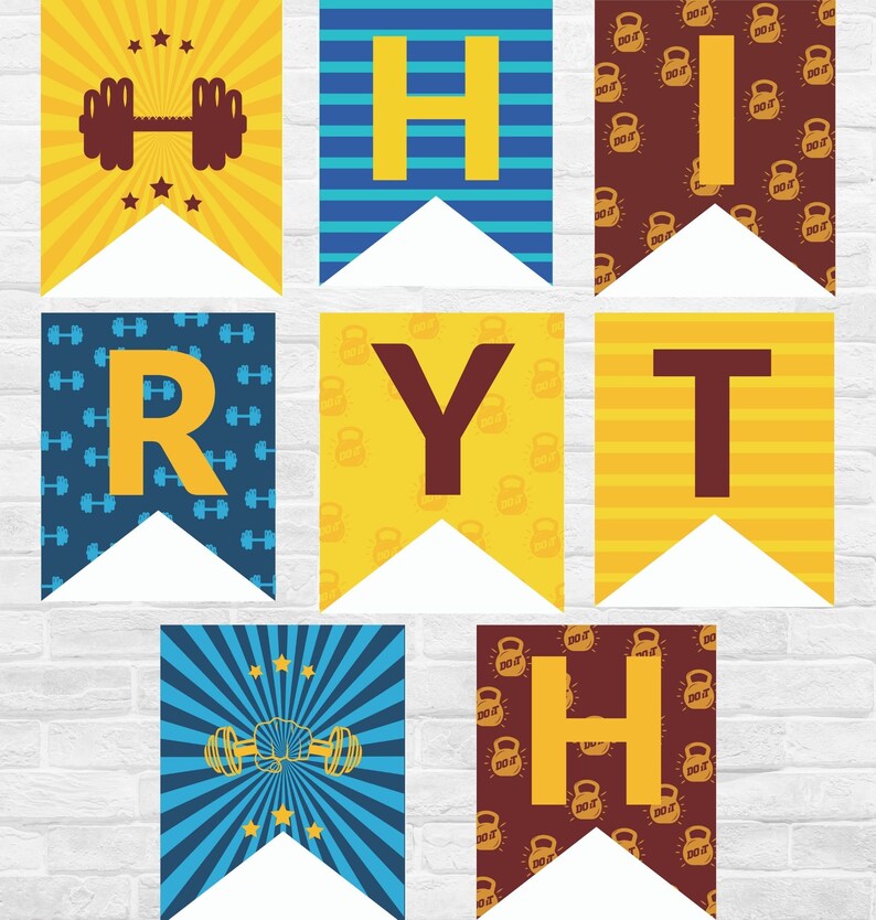 Bodybuilding Bodybuilder Happy Birthday Banner Printable Digital ...