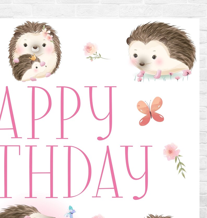 Hedgehog Birthday Party Printable Backdrop Sign Digital - Etsy