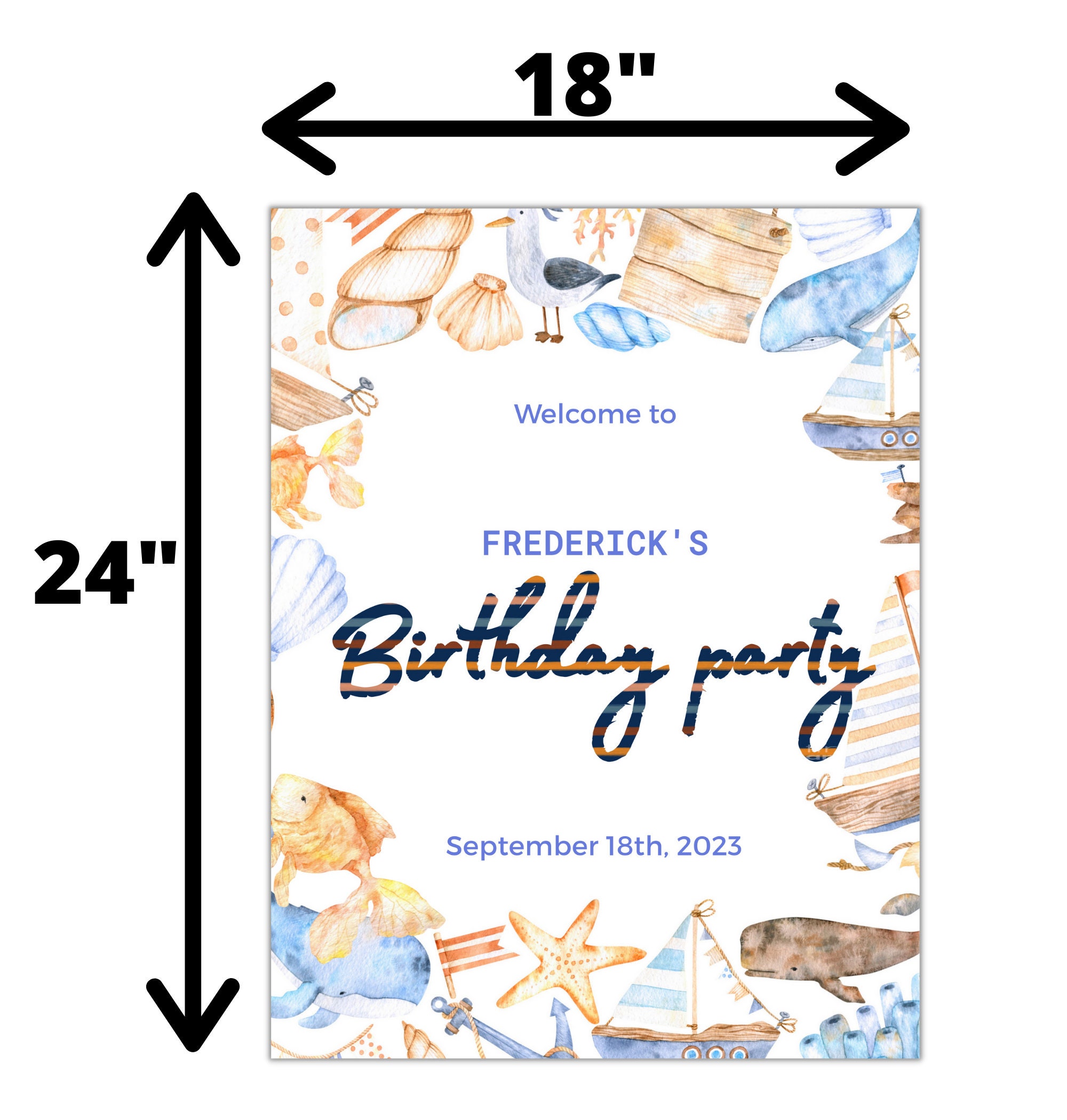 Editable Nautical Sea Watercolor Welcome Sign Poster Custom - Etsy