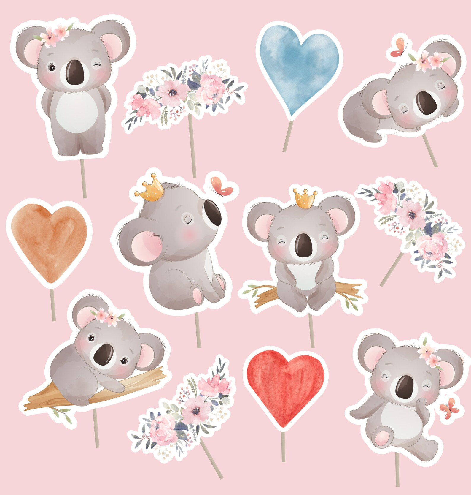 Koala Printable Cake Topper Table Decor Centerpiece or Photo Booth ...