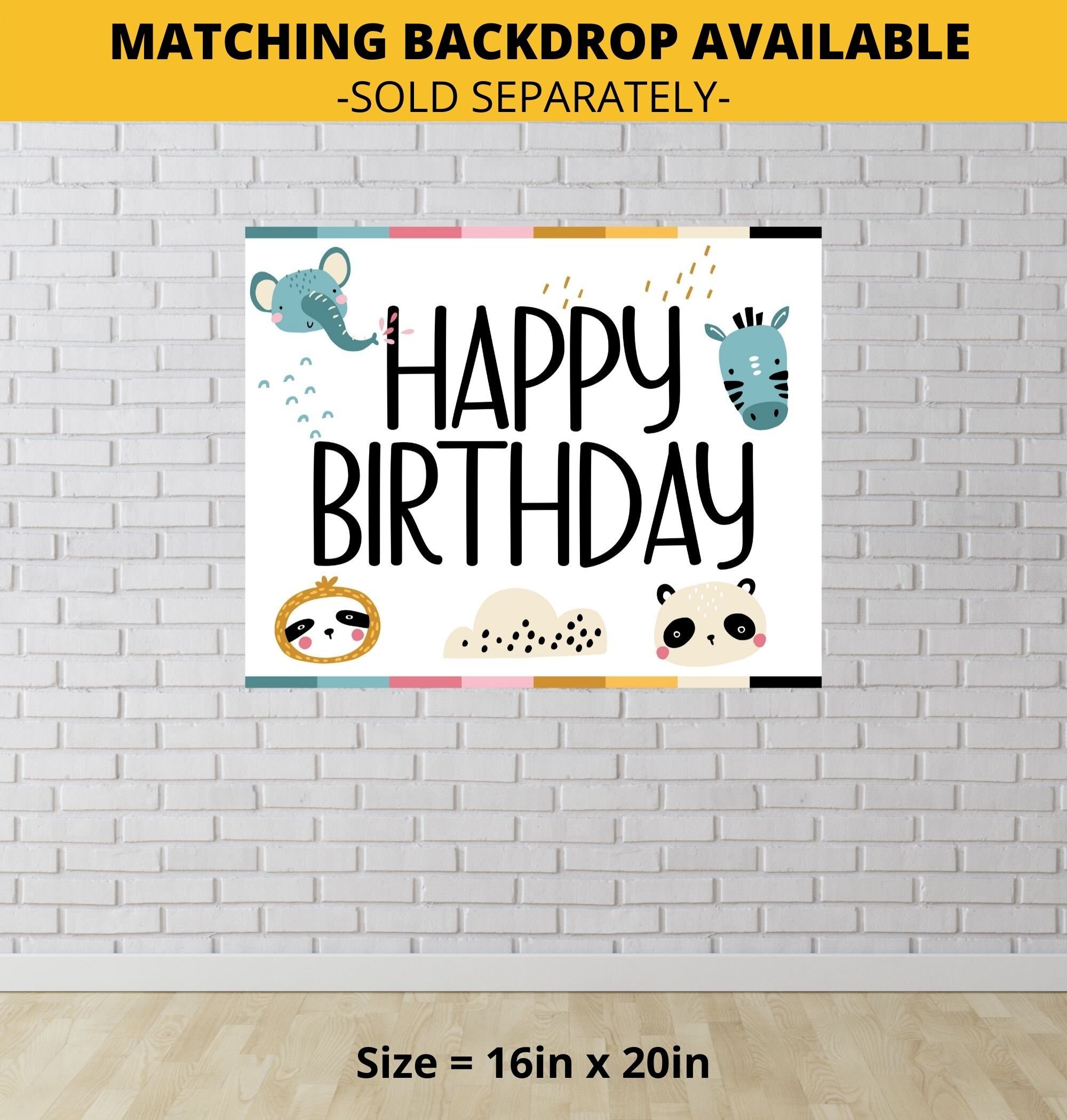 Jungle Safari Animals Happy Birthday Banner Flags Printable Digital ...